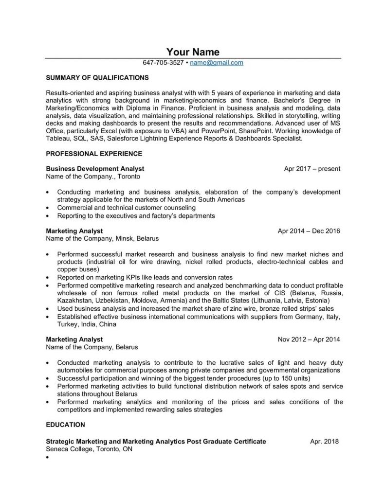 Sample Business Analyst | Resume Concept