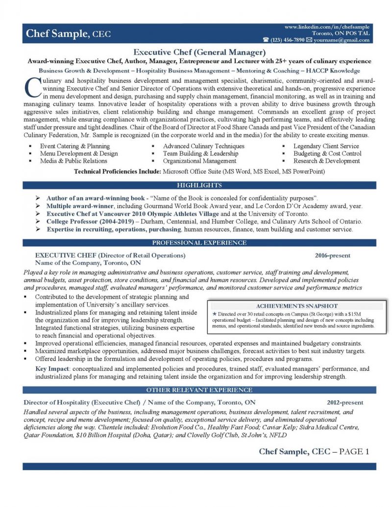 Sample Chef | Resume Concept