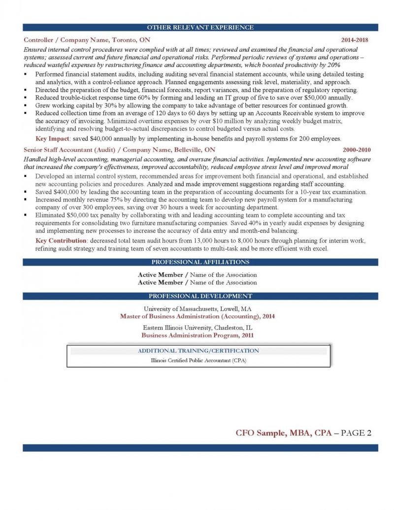 Sample Chief Financial Officer | Resume Concept