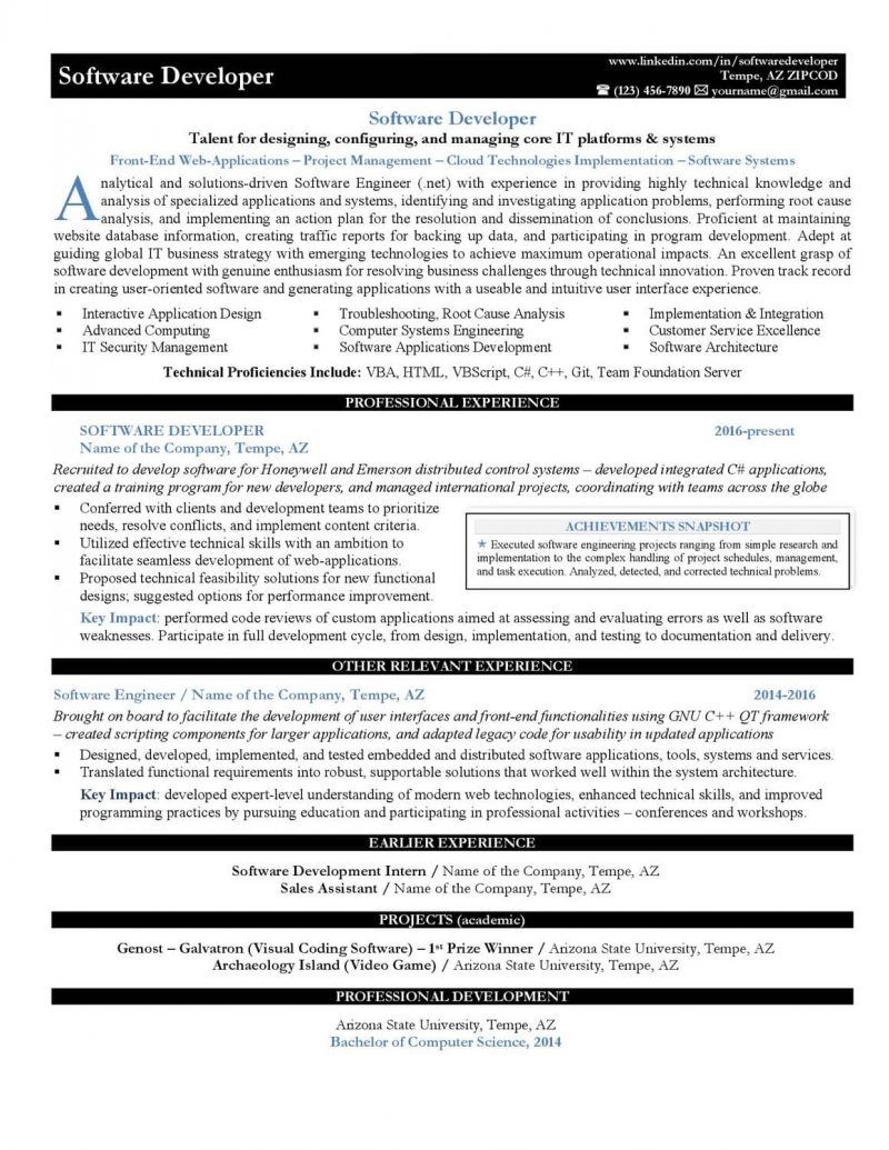 Sample Software Developer | Resume Concept